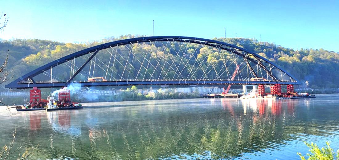 Major piece of Ohio River bridge in place | News, Sports, Jobs - The Review
